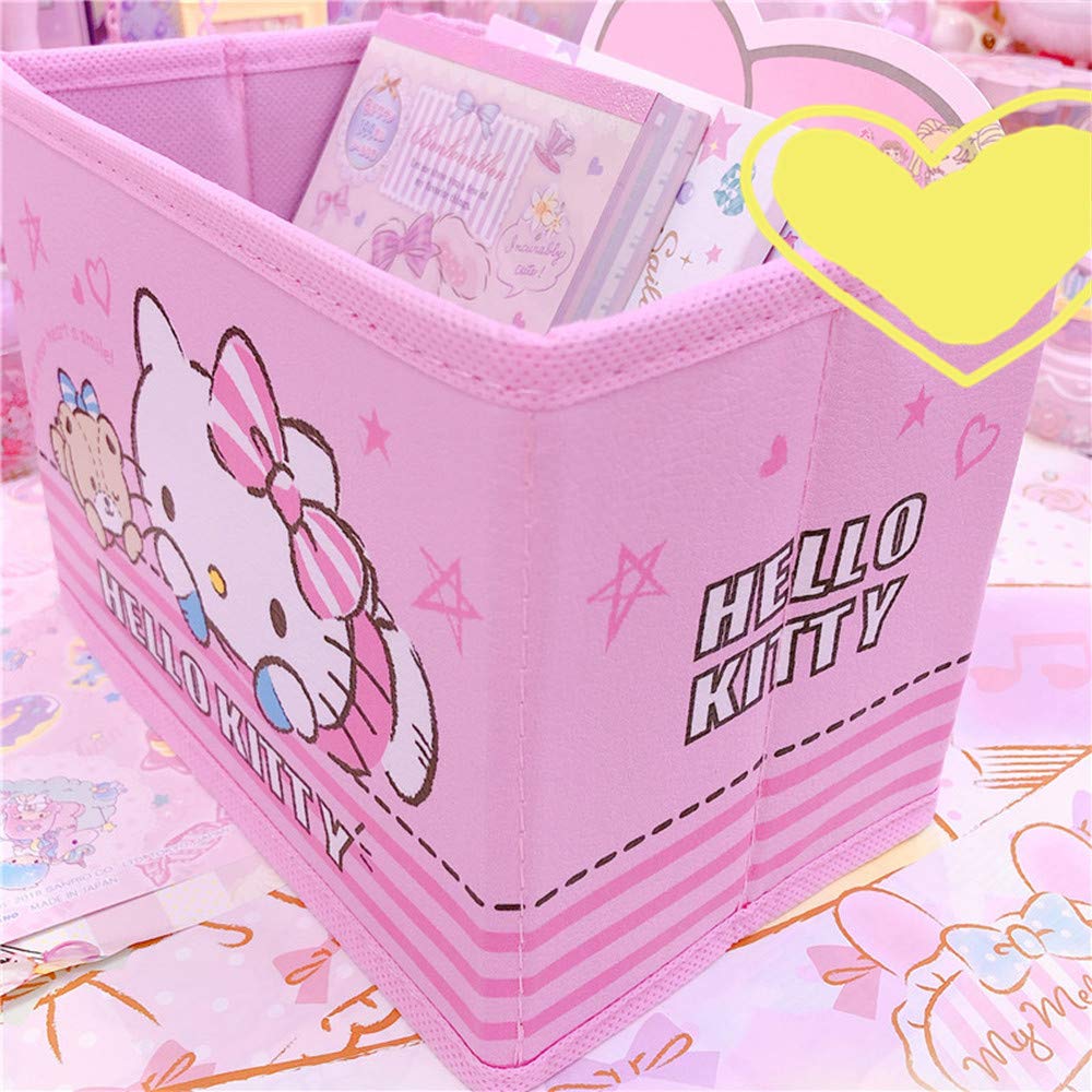 Kerr's Choice Collapsible Storage Bin Kitty Foldable Baskets | Kawaii Office Desk Organizer Room Decoration Cute Room Decor Cute Functional Container