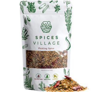 spices village pickling spices [ 6.5oz ] - all natural fresh dried spices mix for pickles, canning, and corn beef, pickling seasoning blend kit - kosher, gluten free, non gmo, resealable bulk bag