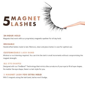 MoxieLash Magnetic Eyelashes - Classy | Reusable Magnetic Lashes, No Glue or Alcohol, Natural Wispy Look - Add Subtle Volume & Length, Professional Faux False Eyelashes - Silk - 1 Pair