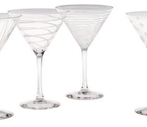 Mikasa Cheers Wine Glasses and Martini Glasses, Set of 8, Whimsical Etched Glassware