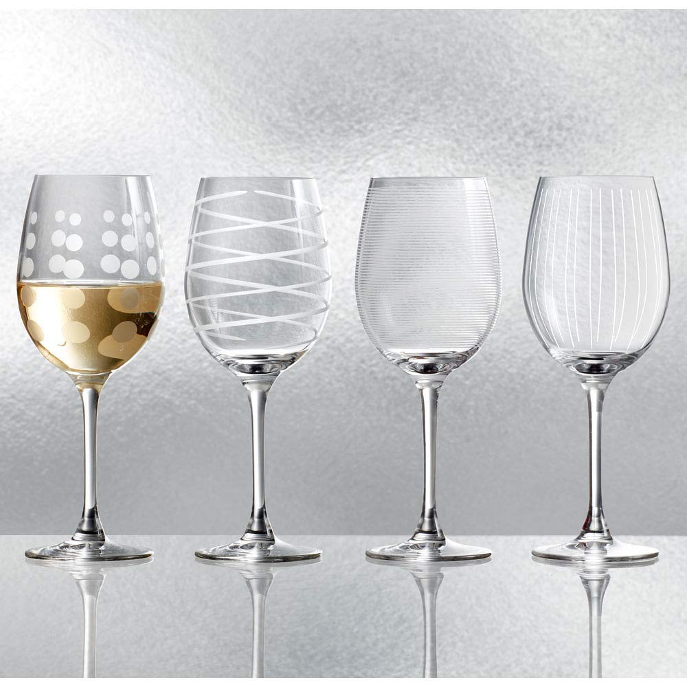 Mikasa Cheers Wine Glasses and Martini Glasses, Set of 8, Whimsical Etched Glassware