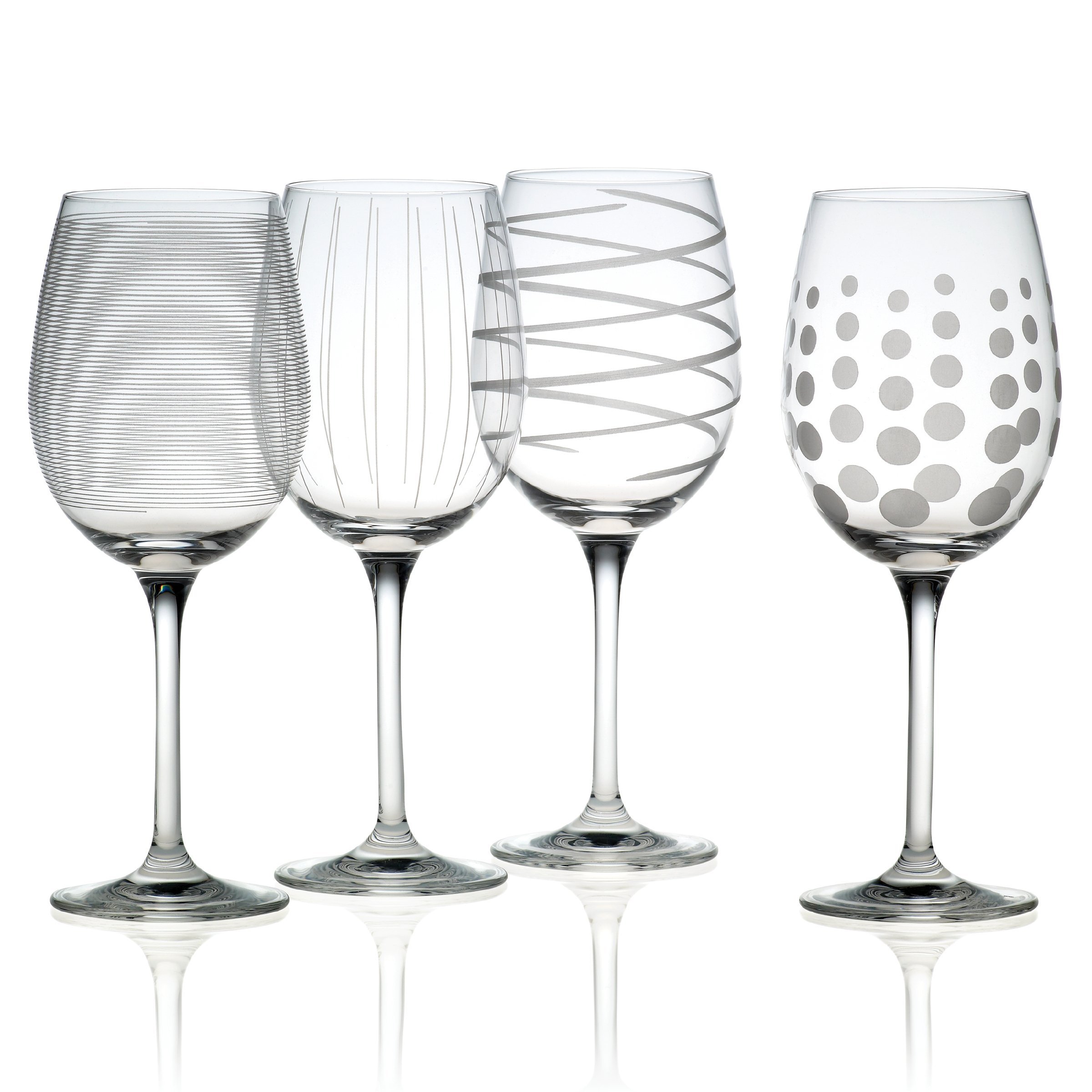 Mikasa Cheers Wine Glasses and Martini Glasses, Set of 8, Whimsical Etched Glassware