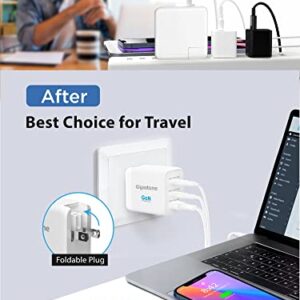 Gigastone 65W USB C Charger GaN Power Pro PPS Multiple Port Intelligent Power Allocation, Compact Foldable Plug Travel, Full Speed GaN Charger MacBook Air/Pro Dell XPS iPad iPhone 15/14 Galaxy S23