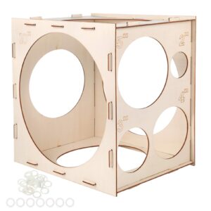 aoibrloy wood balloon sizer box cube, balloon size measurement tool for creating balloon arches, balloon decoration and balloon column stand (9 holes)