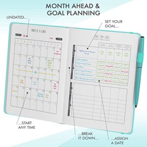 Daily Planner & hourly planner - Use this day planner to schedule your to do list - Undated 2024 weekly planner, habit tracker & organizer - LUX Productivity Classic Undated Planner (Sky Blue)