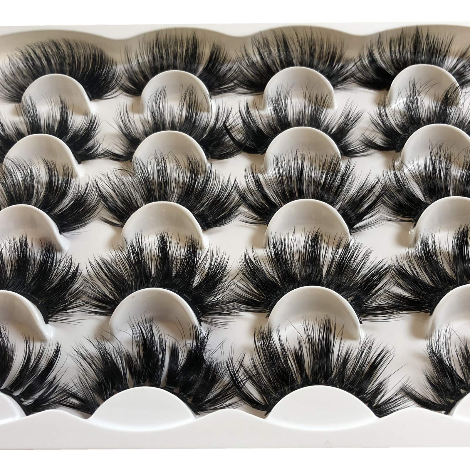 Pooplunch 25MM Faux Mink Lashes Pack Dramatic False Eyelashes 10 Pairs Fluffy Long Thick Volume Mink Eye Lashes Multipack