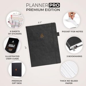 Clever Fox Planner Pro Premium – Luxurious Weekly & Monthly Planner with Budget Organizer for Productivity & Goals, Undated, A4 (Silver Black)