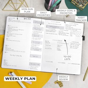 Clever Fox Planner Pro Premium – Luxurious Weekly & Monthly Planner with Budget Organizer for Productivity & Goals, Undated, A4 (Silver Black)