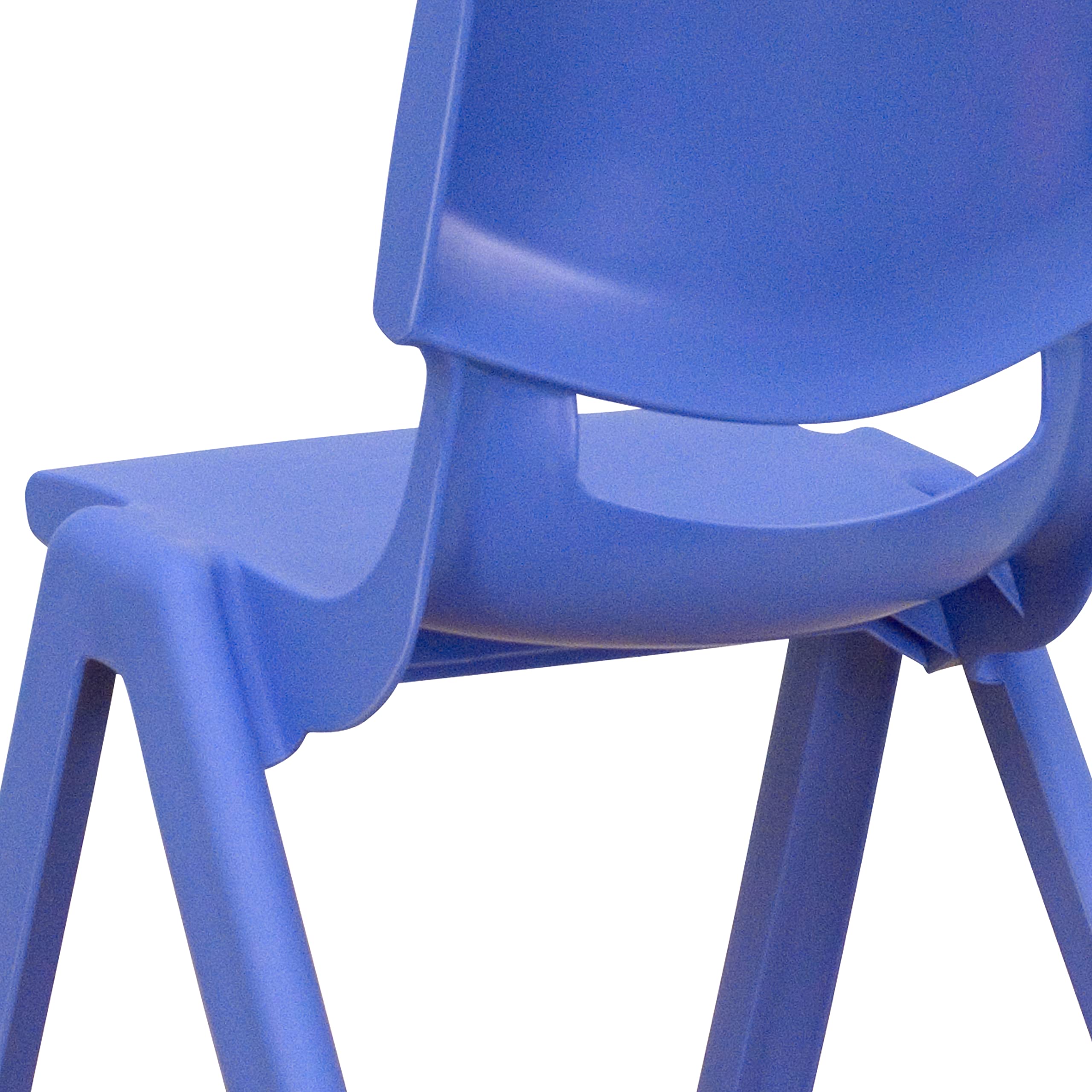 EMMA + OLIVER 4 Pack Blue Plastic Stackable School Chair with 10.5" H Seat, Preschool Chair