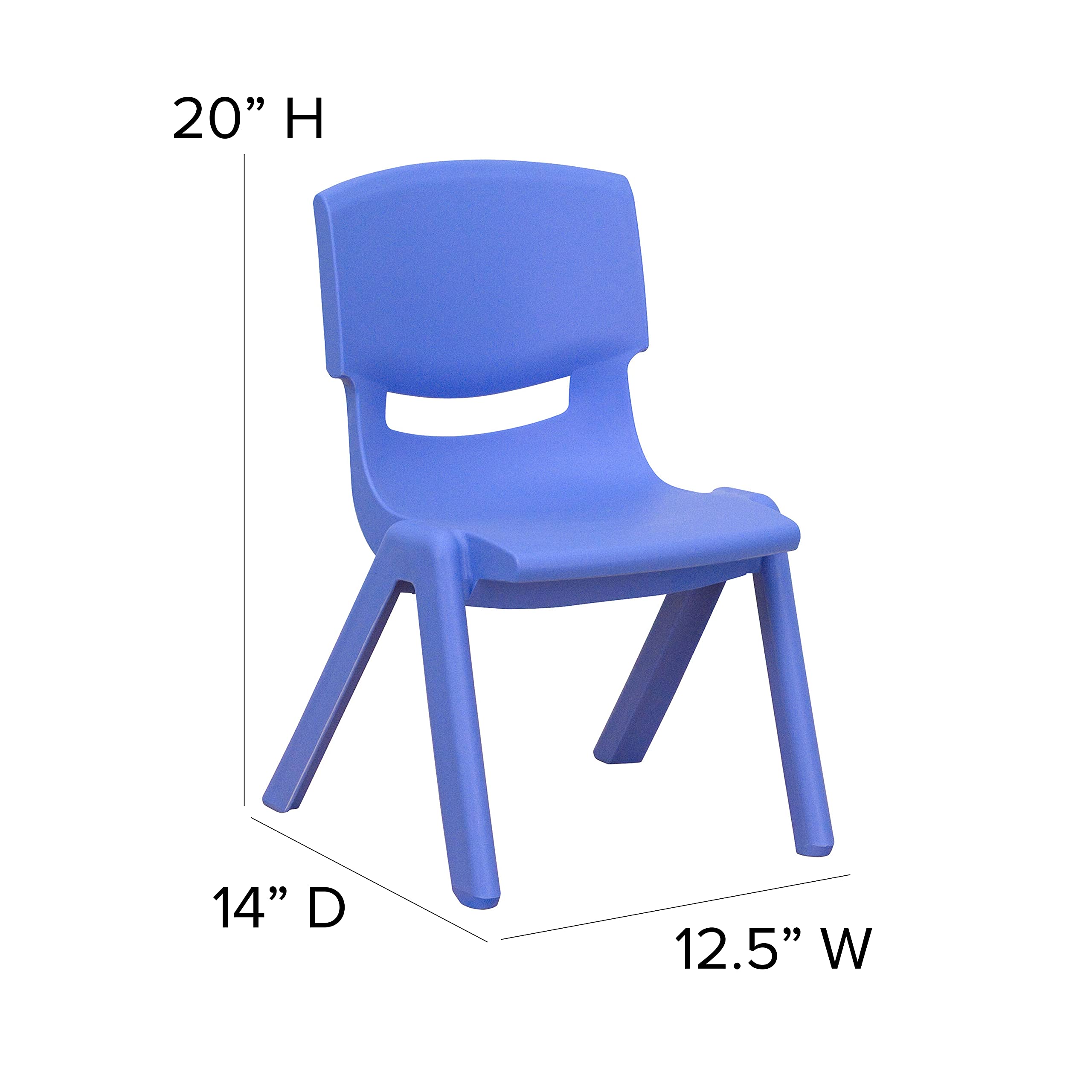 EMMA + OLIVER 4 Pack Blue Plastic Stackable School Chair with 10.5" H Seat, Preschool Chair