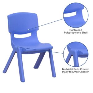 EMMA + OLIVER 4 Pack Blue Plastic Stackable School Chair with 10.5" H Seat, Preschool Chair