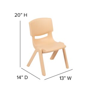 EMMA + OLIVER 2 Pack Natural Plastic Stackable School Chair with 10.5" H Seat, Preschool Chair