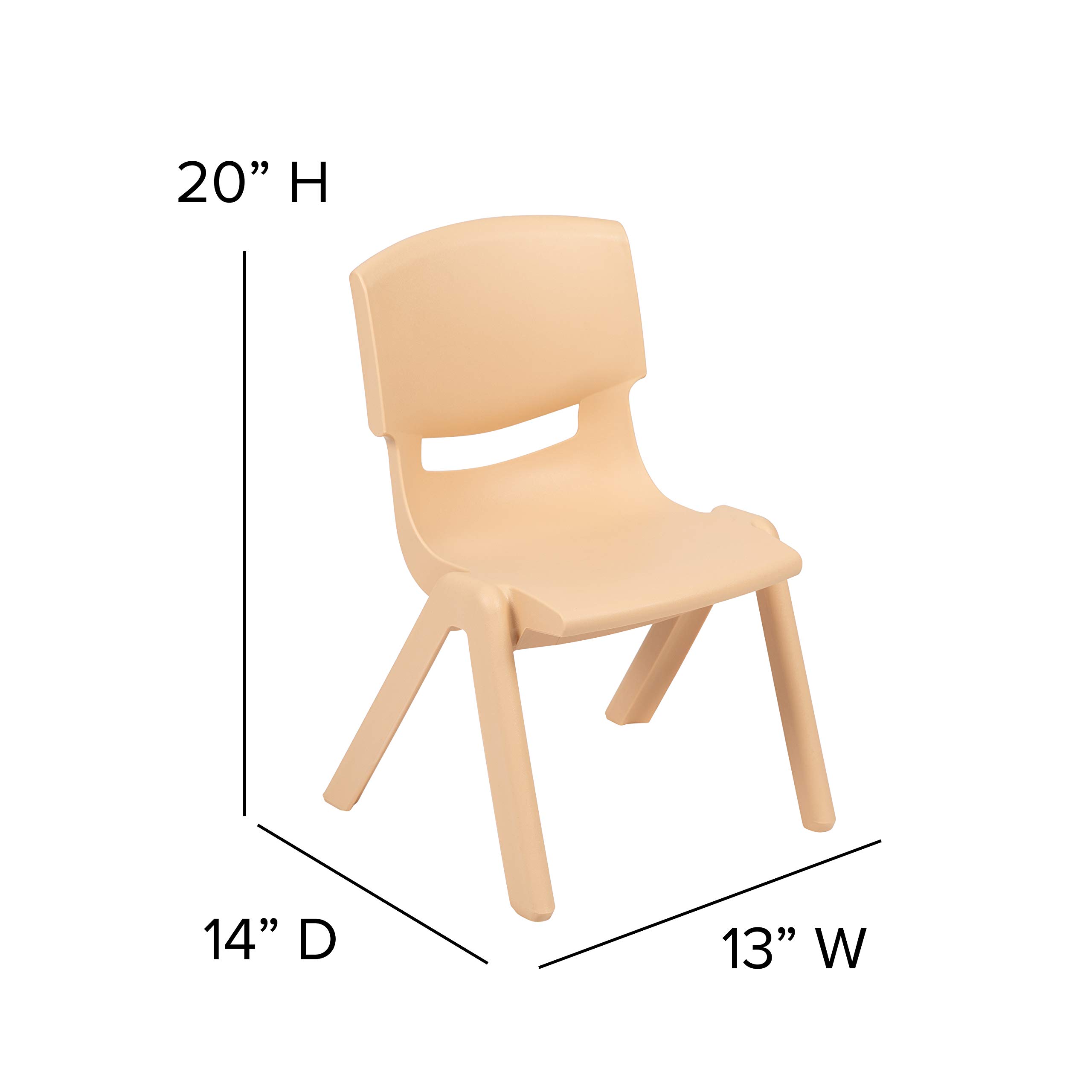 EMMA + OLIVER 2 Pack Natural Plastic Stackable School Chair with 10.5" H Seat, Preschool Chair