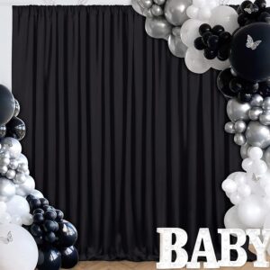 Black Backdrop Curtain 10ft x 10ft for Party Decor, Polyester Backdrop Drapes for Wedding Party Halloween Decorations