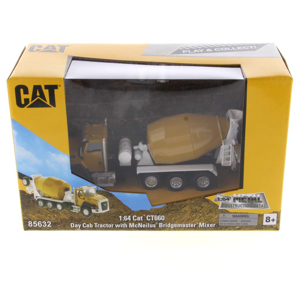 Diecast Masters 1:64 Caterpillar CT-660 with McNeilus Bridgemaster Concrete Mixer, Play & Collect Series Cat Trucks & Construction Equipment | 1:64 Scale Model Collectible Model 85632