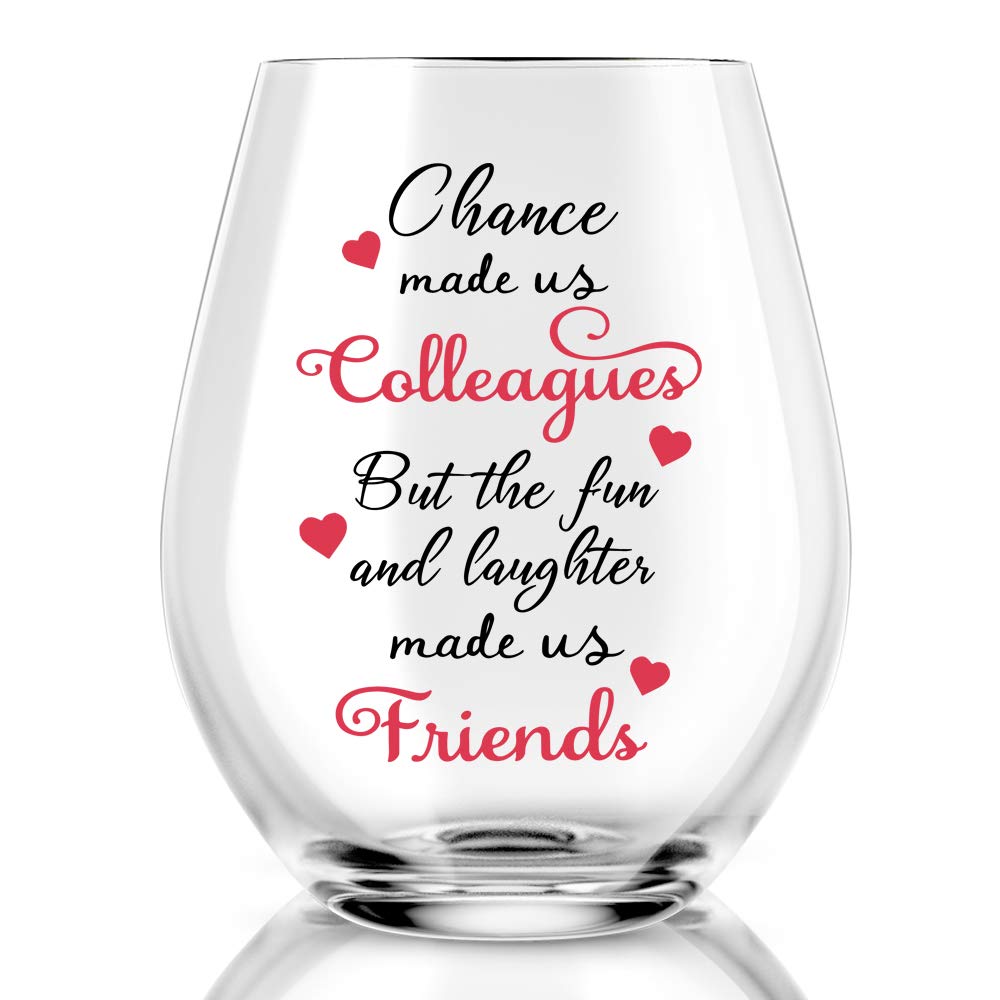 AGMDESIGN Chance Made Us Colleagues Wine Glass, Coworker Gifts for Women and Men, Coworker Leaving, Going Away, Goodbye, Job, Appreciation, Friendship, Birthday Gifts for Coworkers, Boss