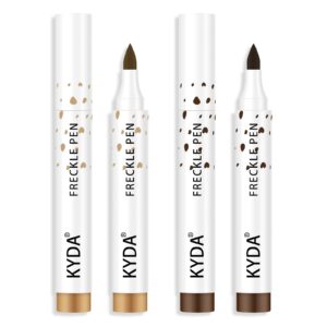 kyda 2 colors freckle pen,natural lifelike freckle makeup pen magic freckle color,waterproof longlasting soft dot sopt pen,for natural effortless sunkissed makeup-dark brown&light brown