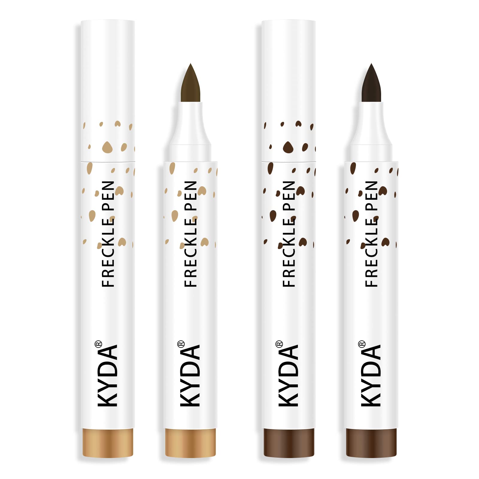 KYDA 2 Colors Freckle Pen,Natural Lifelike Freckle Makeup Pen Magic Freckle Color,Waterproof Longlasting Soft Dot Sopt Pen,for Natural Effortless Sunkissed Makeup-Dark Brown&Light Brown