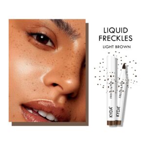 KYDA 2 Colors Freckle Pen,Natural Lifelike Freckle Makeup Pen Magic Freckle Color,Waterproof Longlasting Soft Dot Sopt Pen,for Natural Effortless Sunkissed Makeup-Dark Brown&Light Brown