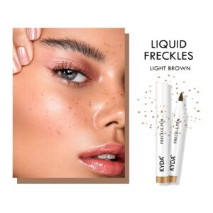 KYDA 2 Colors Freckle Pen,Natural Lifelike Freckle Makeup Pen Magic Freckle Color,Waterproof Longlasting Soft Dot Sopt Pen,for Natural Effortless Sunkissed Makeup-Dark Brown&Light Brown