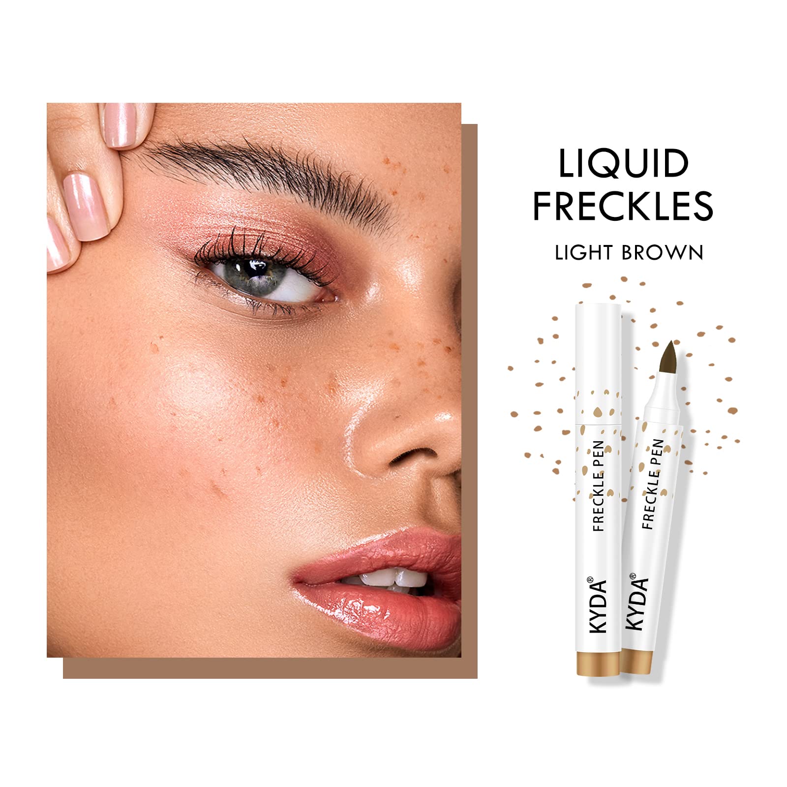 KYDA 2 Colors Freckle Pen,Natural Lifelike Freckle Makeup Pen Magic Freckle Color,Waterproof Longlasting Soft Dot Sopt Pen,for Natural Effortless Sunkissed Makeup-Dark Brown&Light Brown