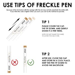 KYDA 2 Colors Freckle Pen,Natural Lifelike Freckle Makeup Pen Magic Freckle Color,Waterproof Longlasting Soft Dot Sopt Pen,for Natural Effortless Sunkissed Makeup-Dark Brown&Light Brown