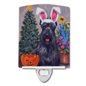 caroline's treasures ppp3138cnl scottish terrier scottie for all seasons ceramic night light compact, ul-certified, ideal for bedroom, bathroom, nursery, hallway, kitchen, 6x4x3, multicolor