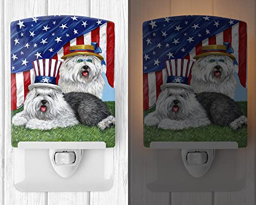 Caroline's Treasures PPP3121CNL Old English Sheepdog USA Ceramic Night Light Compact, UL-Certified, Ideal for Bedroom, Bathroom, Nursery, Hallway, Kitchen, 6x4x3, Multicolor