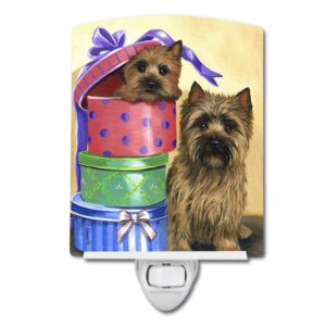 caroline's treasures ppp3045cnl cairn terrier boudoir ceramic night light compact, ul-certified, ideal for bedroom, bathroom, nursery, hallway, kitchen, 6x4x3, multicolor