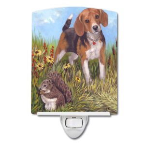 caroline's treasures ppp3016cnl beagle hunter hunted ceramic night light compact, ul-certified, ideal for bedroom, bathroom, nursery, hallway, kitchen, 6x4x3, multicolor