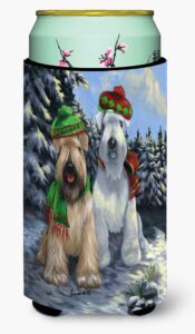 caroline's treasures ppp3194tbc wheaten terrier christmas snowdog tall boy hugger can cooler sleeve hugger machine washable drink sleeve hugger collapsible insulator beverage insulated holder