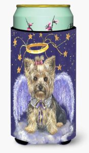 caroline's treasures ppp3243tbc yorkie christmas angel tall boy hugger can cooler sleeve hugger machine washable drink sleeve hugger collapsible insulator beverage insulated holder