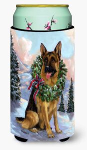 caroline's treasures ppp3098tbc german shepherd christmas honor tall boy hugger can cooler sleeve hugger machine washable drink sleeve hugger collapsible insulator beverage insulated holder