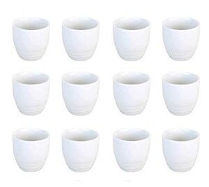 japanbargain 2724, sake cups set japanese porcelain wine saki cup small tea cup microwave and dishwasher safe, white color, 12 cups