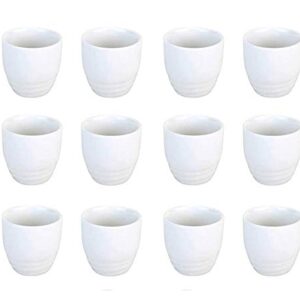 JapanBargain 2724, Sake Cups Set Japanese Porcelain Wine Saki Cup Small Tea Cup Microwave and Dishwasher Safe, White Color, 12 Cups