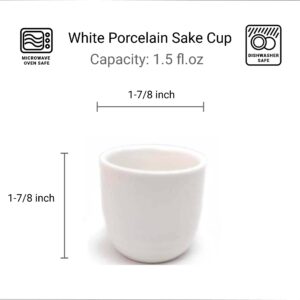 JapanBargain 2724, Sake Cups Set Japanese Porcelain Wine Saki Cup Small Tea Cup Microwave and Dishwasher Safe, White Color, 12 Cups