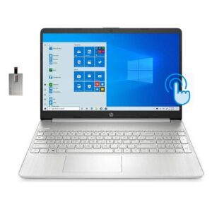 hp 2021 15.6” hd touchscreen laptop computer, amd ryzen 7-4700u processor, 16gb ram, 256gb ssd, hd audio, hd webcam, amd radeon graphics, bluetooth, hdmi, windows 10, silver, 32gb snowbell usb card