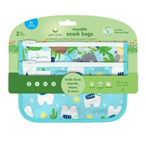 green sprouts Reusable Snack Bags (2 Pack) Holds Food, Utensils, Wipes, & More Food-Safe, Waterproof, Easy-Clean Material