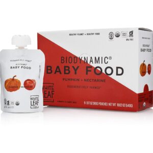 White Leaf Provisions Biodynamic Organic Baby Food Pumpkin + Nectarine (6 (90g) Pouches)