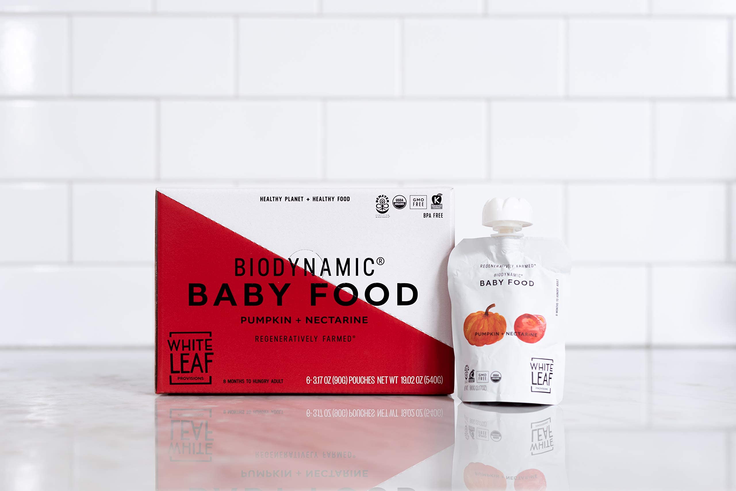 White Leaf Provisions Biodynamic Organic Baby Food Pumpkin + Nectarine (6 (90g) Pouches)