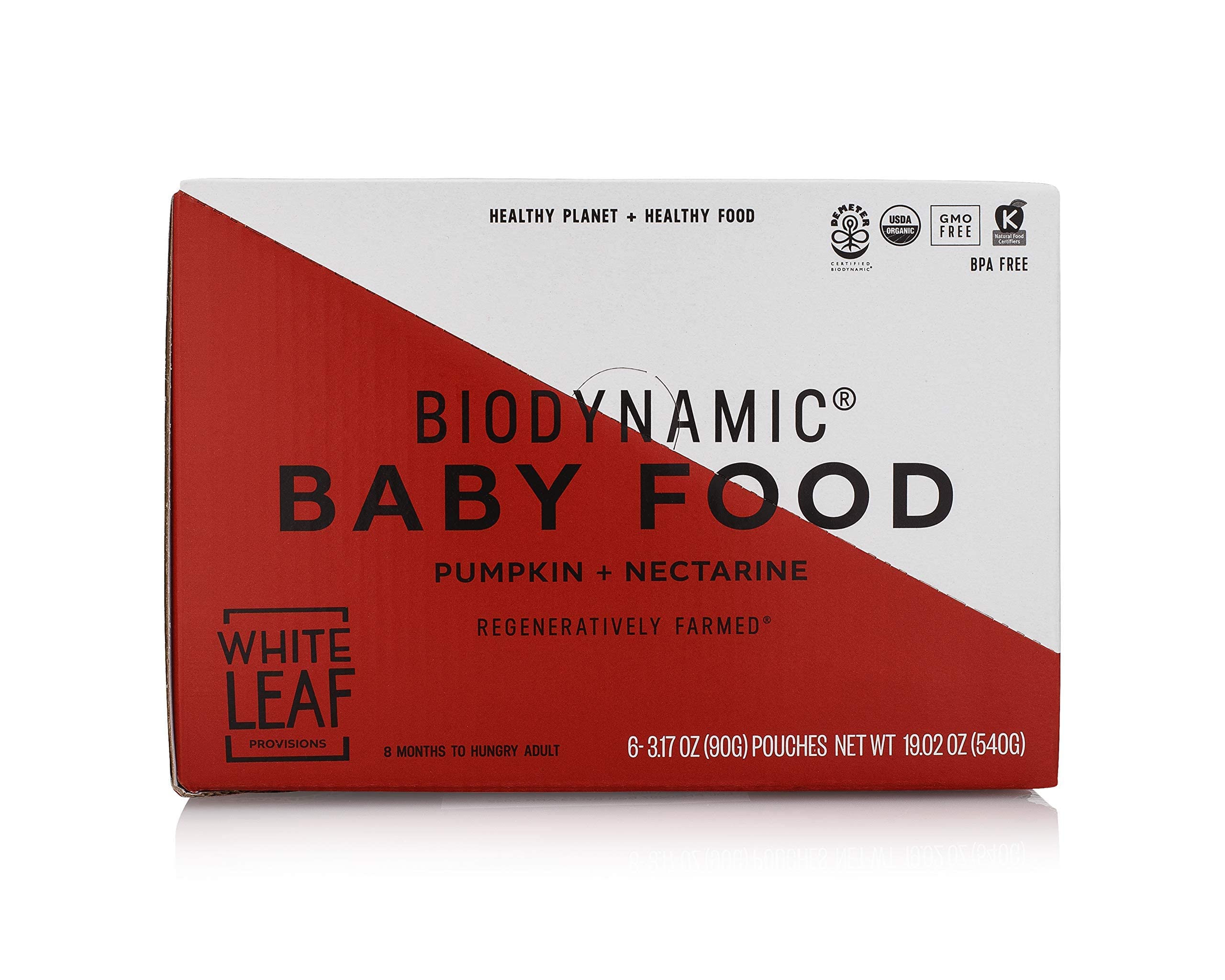 White Leaf Provisions Biodynamic Organic Baby Food Pumpkin + Nectarine (6 (90g) Pouches)