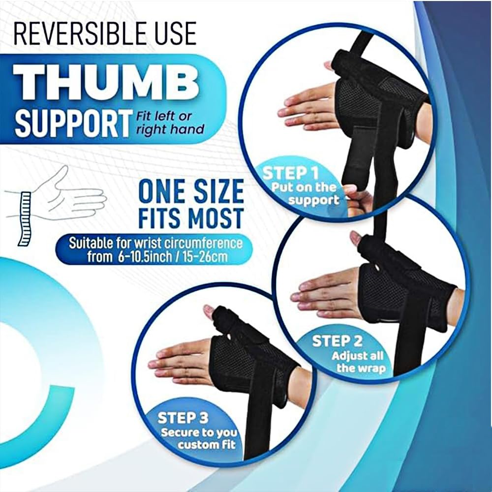 ahishfoneya Thumb Splint with Wrist Brace - Thumb Support Brace for Wrist Hand Thumb Stabilizer Fits Both Right Left Hand for Men and Women (Black)