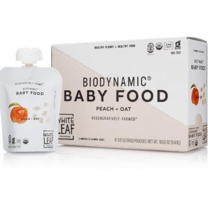 White Leaf Provisions Biodynamic Organic Baby Food Peach + Oat (6 (90g) Pouches)