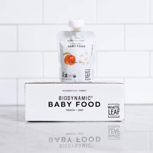 White Leaf Provisions Biodynamic Organic Baby Food Peach + Oat (6 (90g) Pouches)