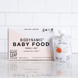 White Leaf Provisions Biodynamic Organic Baby Food Peach + Oat (6 (90g) Pouches)