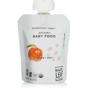 White Leaf Provisions Biodynamic Organic Baby Food Peach + Oat (6 (90g) Pouches)