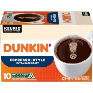 dunkin' espresso style extra dark roast coffee, 60 keurig k-cup pods