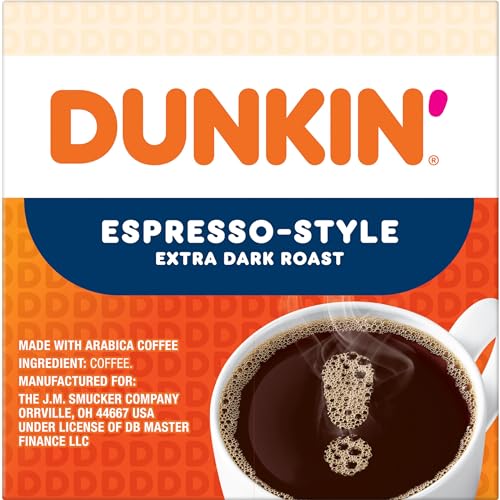 Dunkin' Espresso Style Extra Dark Roast Coffee, 60 Keurig K-Cup Pods