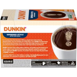 Dunkin' Espresso Style Extra Dark Roast Coffee, 60 Keurig K-Cup Pods