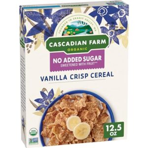 cascadian farm organic vanilla crisp cereal, 12.5 oz